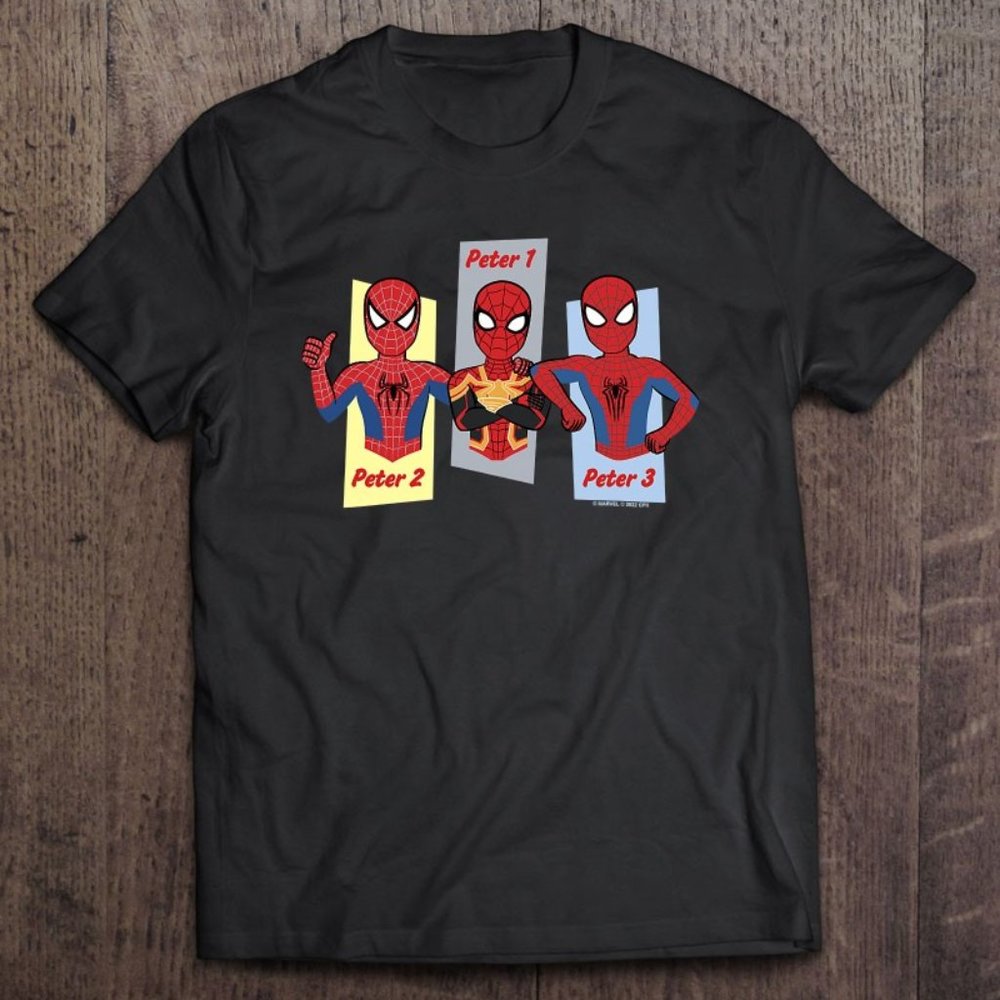 Marvel Spider Man No Way Home Three Peter Panels Tee … - Gem